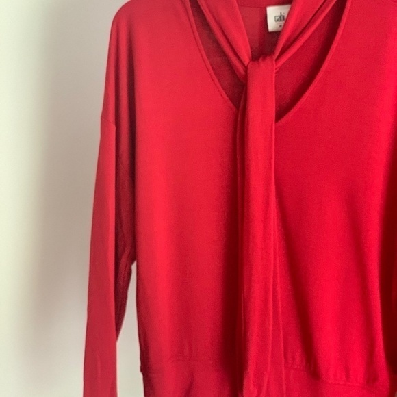 CAbi | Tops | Cabi Medium Top Red Attached Tie At Neck | Poshmark